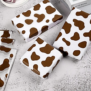 Bolsome 100 Sheets 20 x 14 Inch Brown Cow Print Tissue Paper Highland Cow Print Tissue Paper for for Gift Wrapping, Birthday, Baby Shower, Cow Theme Party DIY Craft