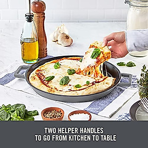 Zakarian by Dash 13 Inch Nonstick Cast Iron Dual Handle Pan, Titanium Ceramic Coated Frying Pan, Grey