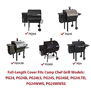 Mini Lustrous Full-Length Cover for Camp Chef DLX 24", SmokePro 24", Woodwind Pellet Grills, Heavy Duty Waterproof Anti-UV Weather Resistant Material Outdoor Patio Grill Cover