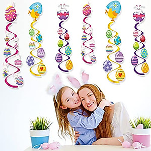 Kristin Paradise 21Ct Easter Hanging Swirl Decorations, Easter Bunny Party Supplies, Easter Eggs Birthday Theme Decor for Boy Girl Kids Baby Shower