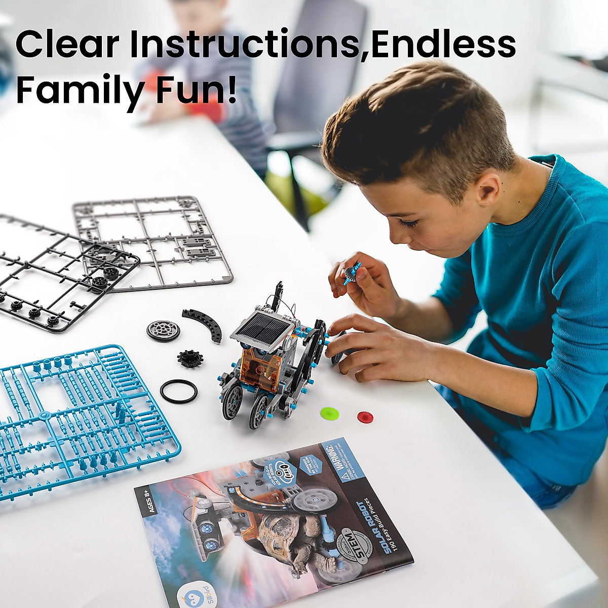 Sillbird STEM 12-in-1 Education Solar Robot Toys -190 Pieces DIY Building Science Experiment Kit for Kids Aged 8-10 and Older,Solar Powered by The Sun