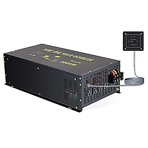 WZRELB 8000W 12V 120V Pure Sine Wave Power Inverter 4 AC Outlets Wired Remote Control,RV, Camping (RBH-800012WR)