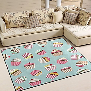 ALAZA Vintage Cartoon Cupcake Area Rug Rugs for Living Room Bedroom 7' x 5'