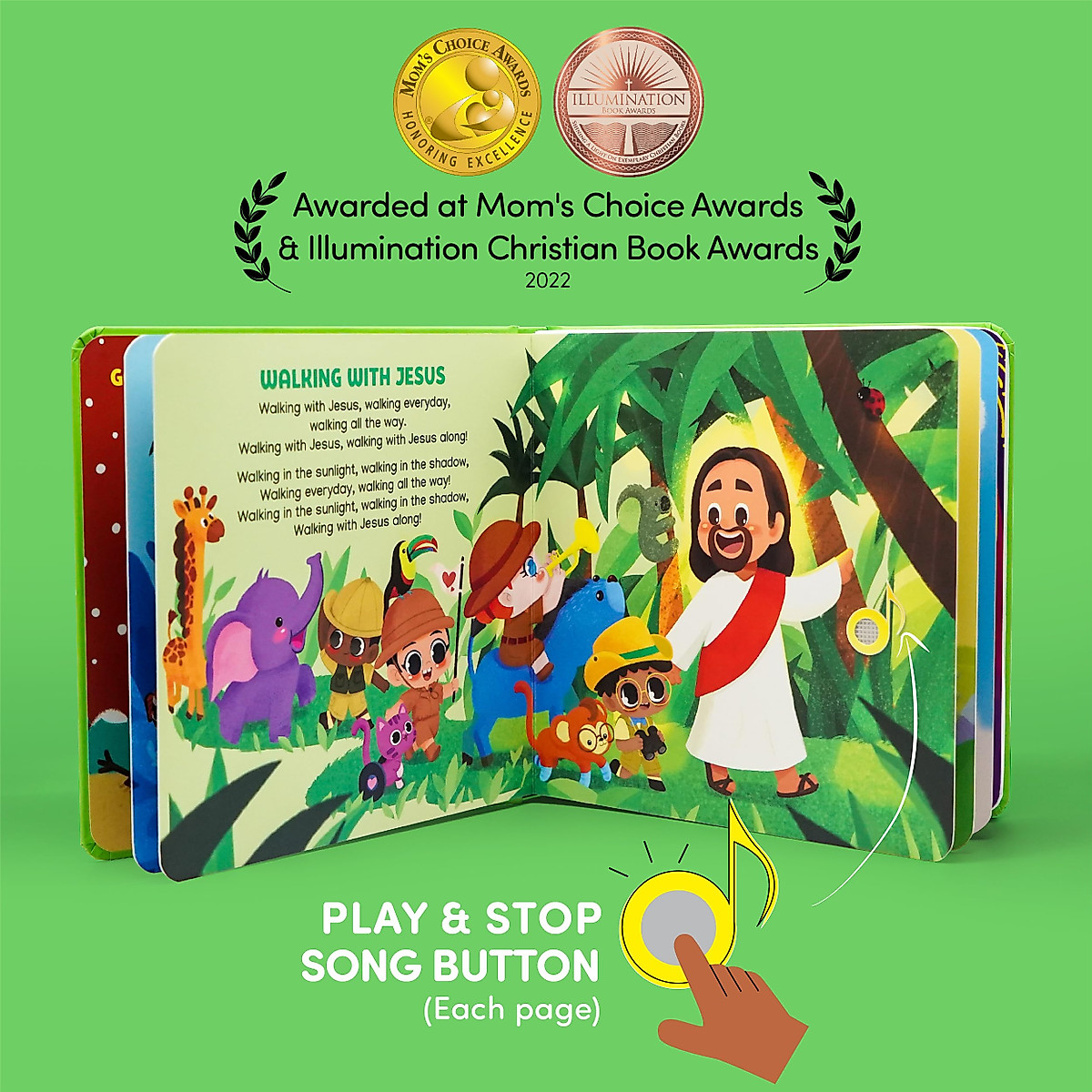 Jesus Loves Me - Christian Sound Book, Sing Along Bible Songs | Christmas, Christening, Dedication, Baptism Gifts for Boys, Girls, Kids, Babies | Religious Toys, Interactive Music Books for Toddlers