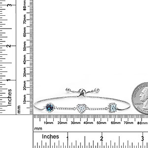 Gem Stone King 925 Sterling Silver Bracelet For Women Round Purplish Created Alexandrite and Moissanite (1.50 Cttw)