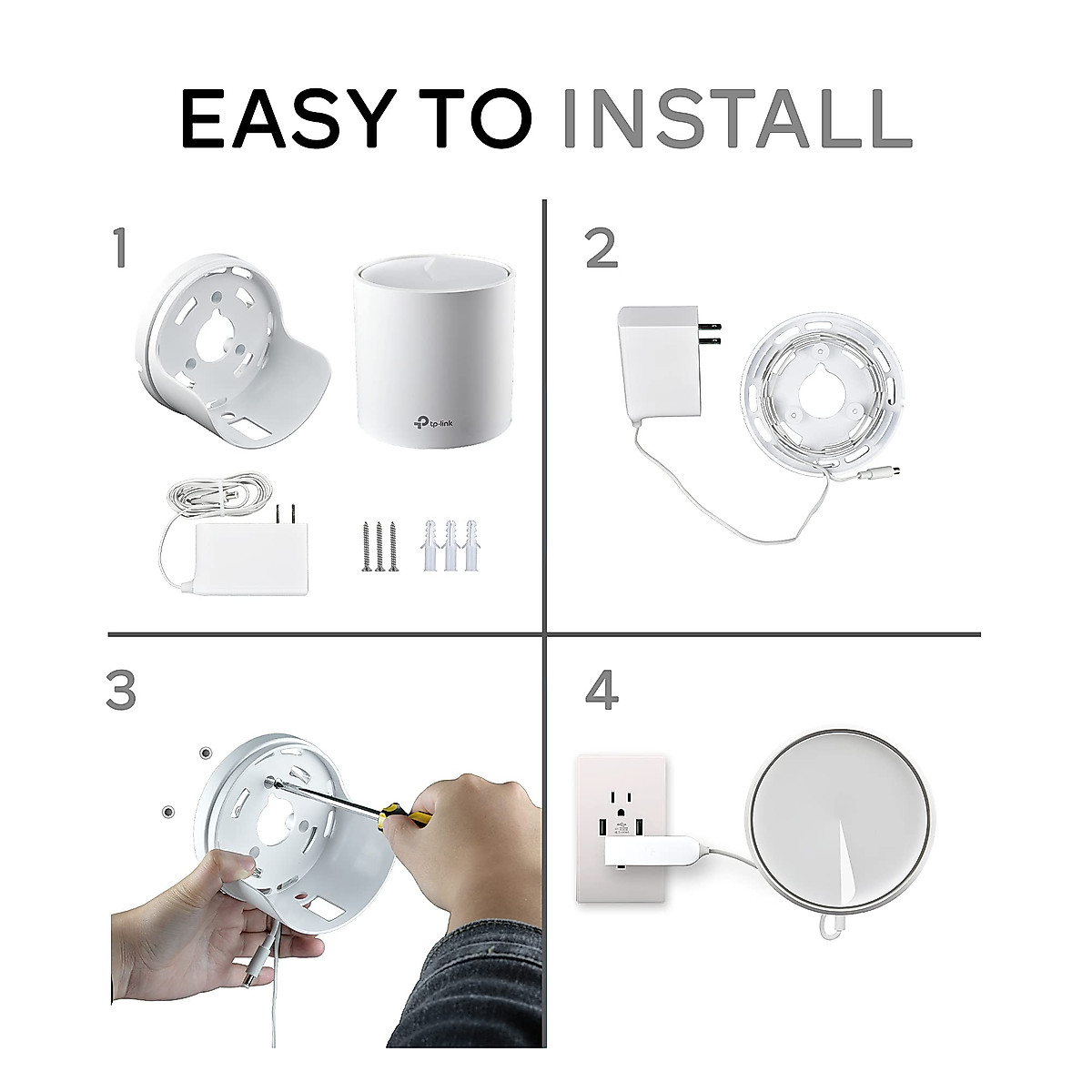 Bangcheer - Cable Organizer for Whole WiFi Booster, Home WiFi Mesh System for Tp Link Deco x20 and x60, Easy-to-Install Wall Mounted Holder for WiFi Booster, White, Pack of 3