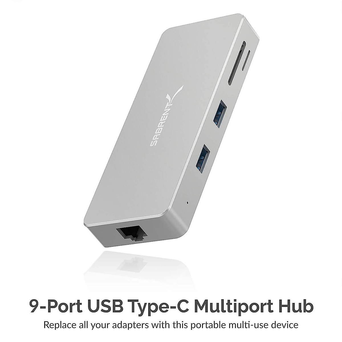 SABRENT USB C Hub,9 in 1 to HDMI 2.0 4K 30Hz Adapter with 1 Gbps RJ45 Ethernet,Pd Type C Pass Through Charging Port, SD/MicroSD, 2 USB 3.1 Ports, Laptop Docking Station MacBook(HB-UHPN)