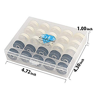 Simthread 25pcs 15White + 10Black Prewound Bobbin Thread Size L (SA155) 60WT for Brother Husqvarna Pfaff Embroidery Thread Sewing Thread Machine with Clear Storage Plastic Case DIY