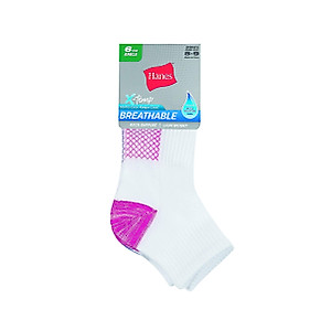 Hanes womens Hanes Women's (Pack of 6 Pair) Lightweight Breathable Ventilation Ankle fashion liner socks, White Assorted, 5 9 US