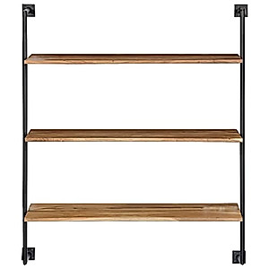 iFCOW Wall Shelf Floating Shelves Wall Shelves Decorative Storage Shelves for Bathroom Kitchen Bedroom Office 37"x13.7"x44.4" Solid Acacia Wood