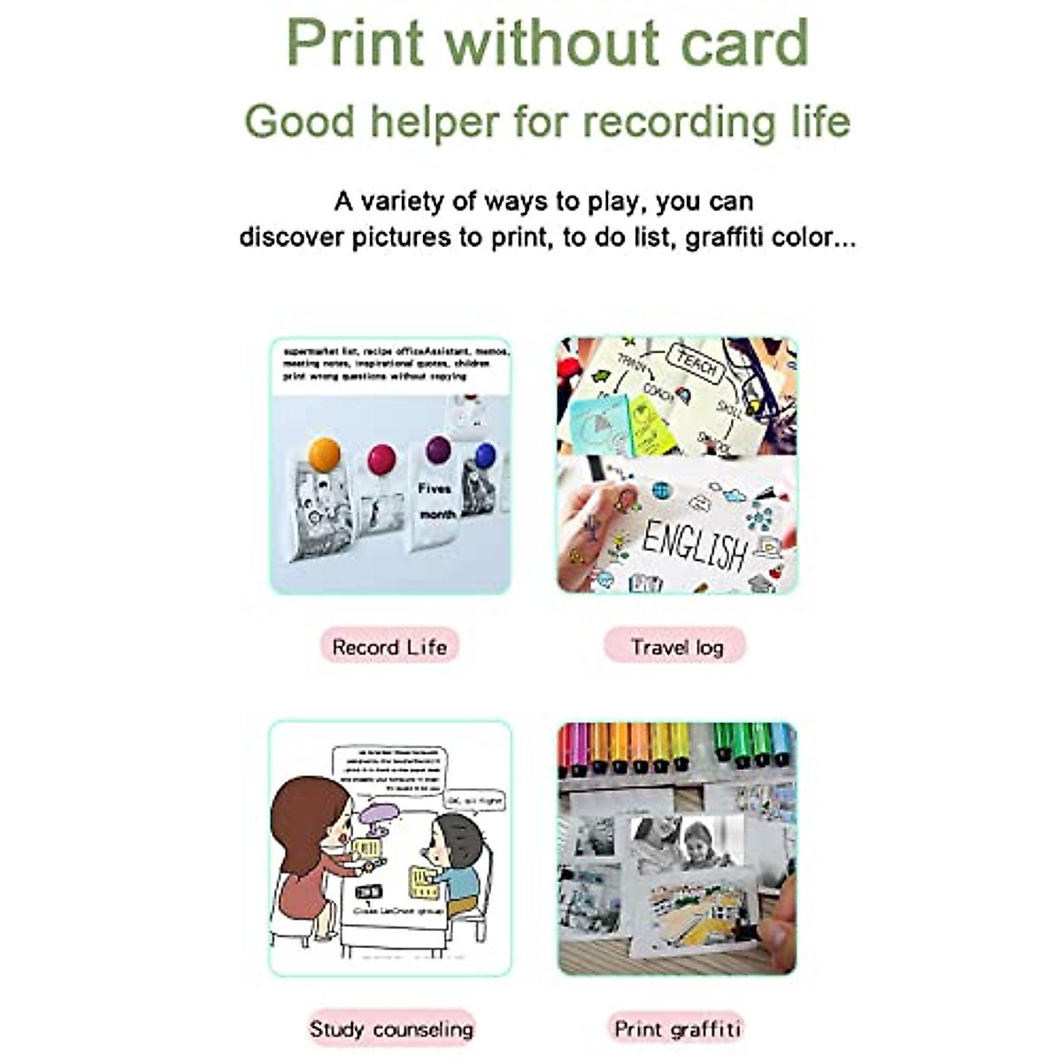 Pocket Printer, Fmystery Gifts for Kids, Portable Printer 2.4-Inch High-Definition Screen, 1200 MAh Battery, Children's Digital Video Camera, Support Photo, Video and Printing (Black)