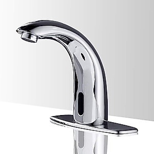 Bath Select Lano Deck Mount Sensor Faucet - BST502N Luxurious Design Solid Brass Touchless Automatic Sensor Water Mixer Faucet Without Soap Dispenser - Chrome Finish