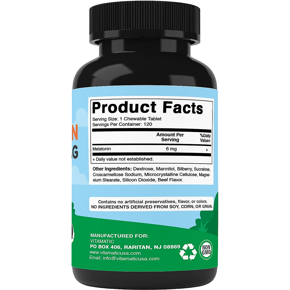 Vitamatic Melatonin for Dogs - 6 mg - 120 Beef Flavored Chewable Tablets ((Pack of 2))