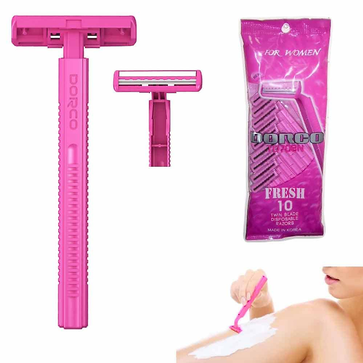 2 Packs 20 Ct Women's Razors Disposable Twin Blade Hair Removal Shaver Pink