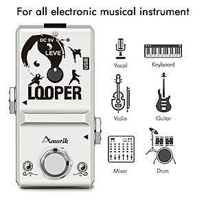 Amuzik Looper Electric Guitar Effect Loop Pedal 10 Minutes of Looping Unlimited Overdubs USB Port True Bypass