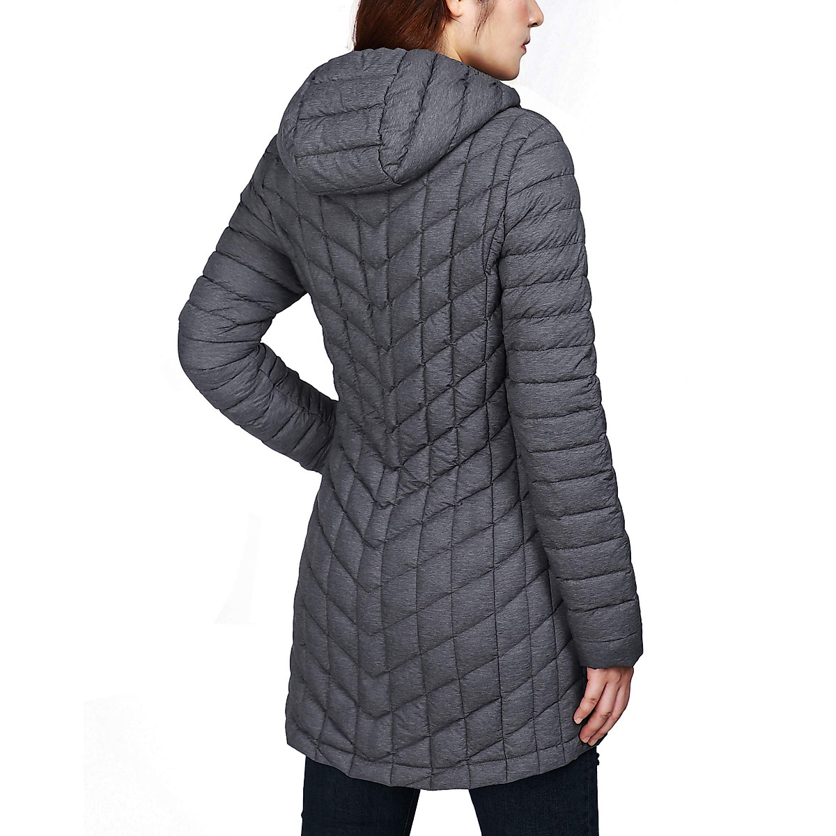 Outdoor Ventures Women's Lightweight Warm Winter Long Puffer Coat with Hood-L,32"