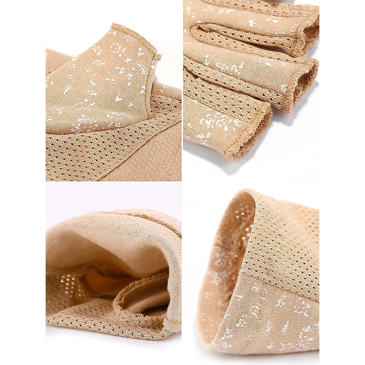 Maxdot 1 Pair Women Sunblock Fingerless Gloves Summer Driving Gloves Girls Non Slip UV Protection Gloves for Outdoor (Khaki)