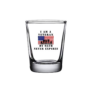 Rogue River Tactical I am a Veteran My Oath Never Expires Shot Glass Gift For Military Vet