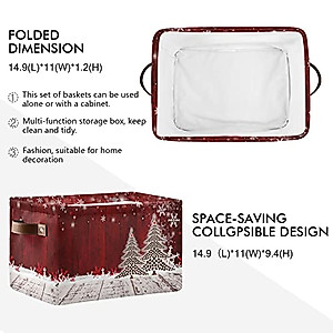 senya Christmas Basket with Handles, Christmas Coffee Tree Red Wooden Foldable Fabric Collapsible Storage Bins Organizer Bag for Storage Toy Clothes, one size x1