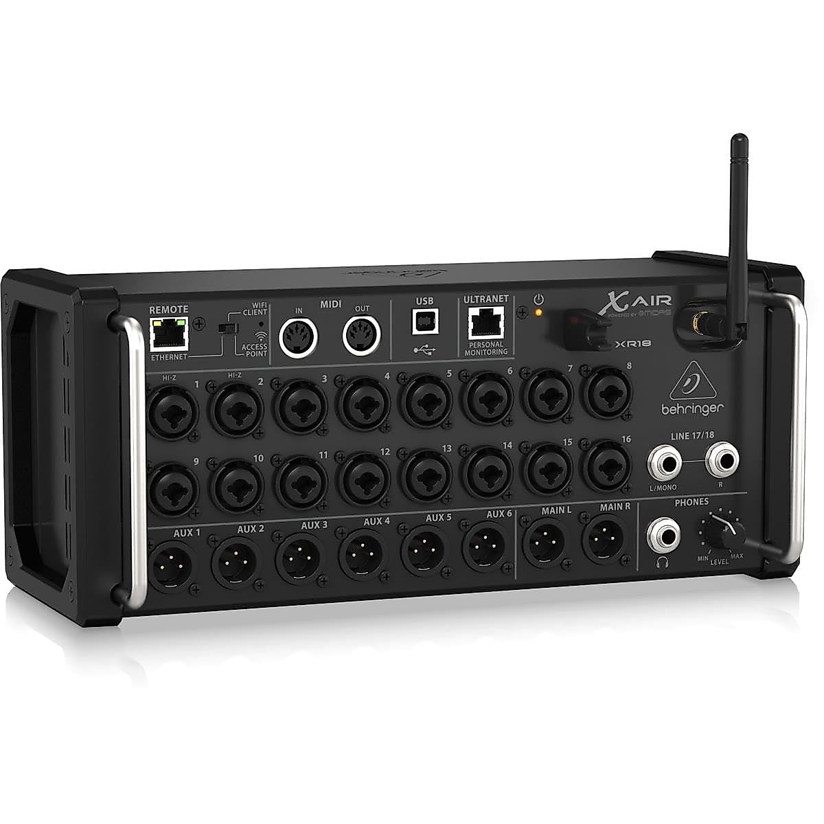 Behringer XAir XR18 18-Channel 12-Bus Portable Digital Mixer for iPad or Android Tablet, with Integrated Wi-Fi, 16 Midas-Designed Preamps, With 4 Pack 15' XLR (M) to XLR (F) Microphone Cables