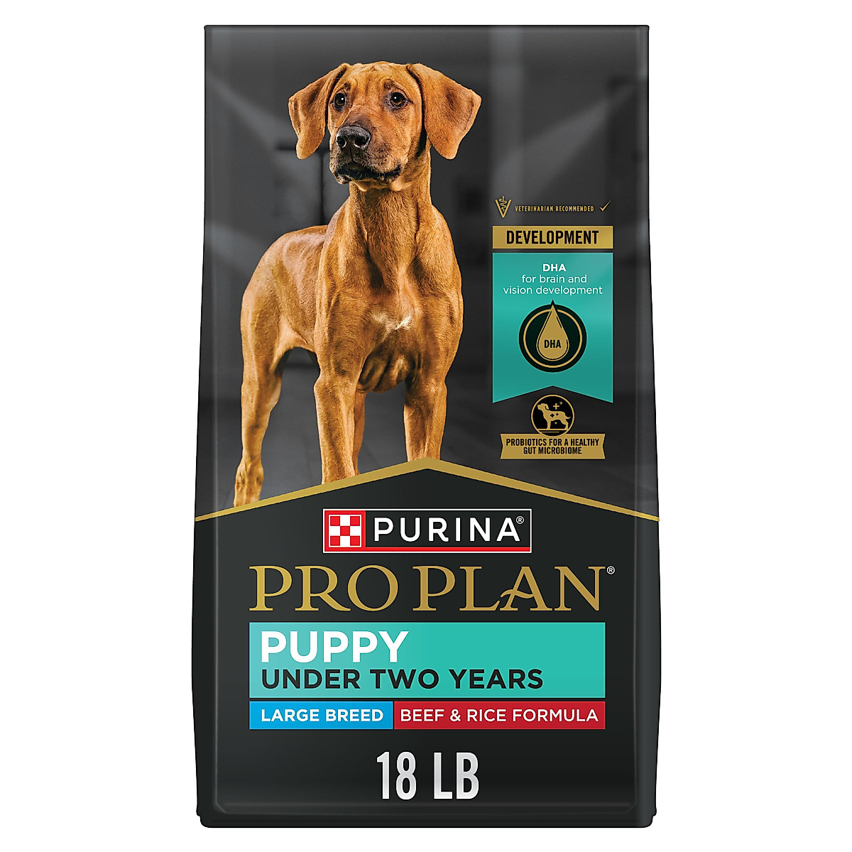 Purina Pro Plan High Protein Large Breed Puppy Food With Probiotics, Beef and Rice Formula - 18 lb. Bag