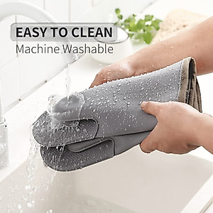 Pazash Oven Mitts Set, Heat Resistant 600F Silicone Oven Mitts, Soft Lining Good Grip Oven Mitt Set, Waterproof Mitt Potholders, Oven Gloves and Food Tong Sets,for Grilling, Baking, Cooking