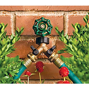 Orbit 58248 Brass Dual-Outlet Garden Hose Faucet Adapter, Brown