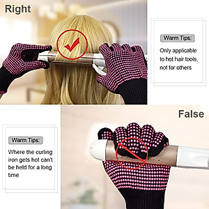 IKOCO Heat Gloves for Hair Styling, 2Pcs Heat Resistant Gloves with Silicone Mat Pouch for Curling Iron, Flat Iron, Straightener, Hot Hair Tools