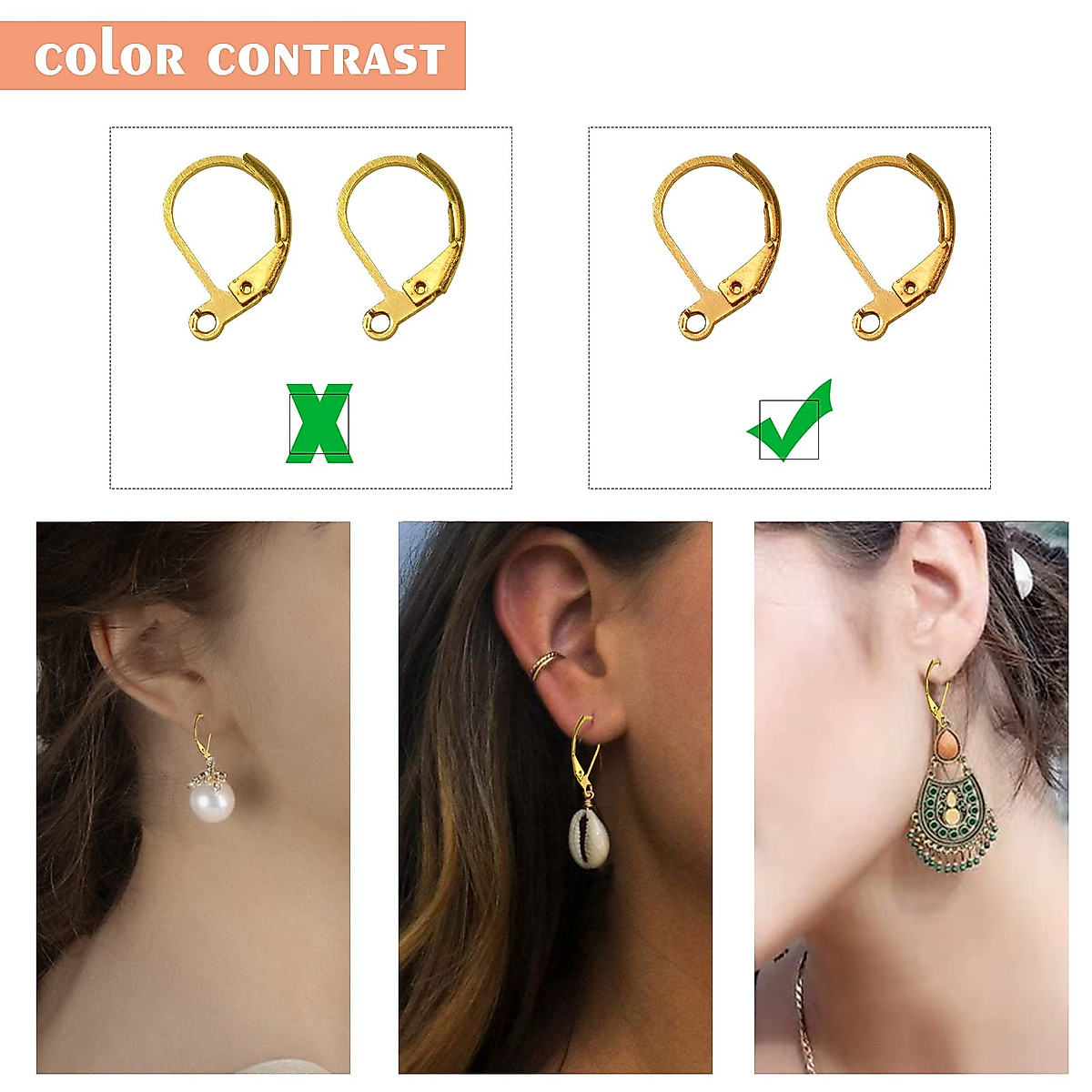 TOAOB 200pcs French Earring Hooks Leverback Ear Wire 10x15mm Silver and Gold Plated Metal Brass Hypoallergenic Earring Supplies Jewelry Making Findings