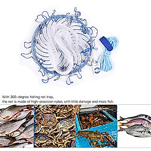 Lawaia Throw Net Saltwater Fishing Cast Net Fishing Cast Net Casting Nets Throw Cast Net Hand Throw Fishing Nets,Size 4FT/5FT/6FT/7FT/8FT/9FT/10FT/11FT/12FT Radius Monofilament-7FT