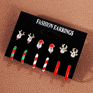 Christmas Earrings for Women Xmas Holiday Dangle Earring Christmas Tree Snowflake Bell Reindeer Stud Earrings Jewelry Costume Outfit Accessories