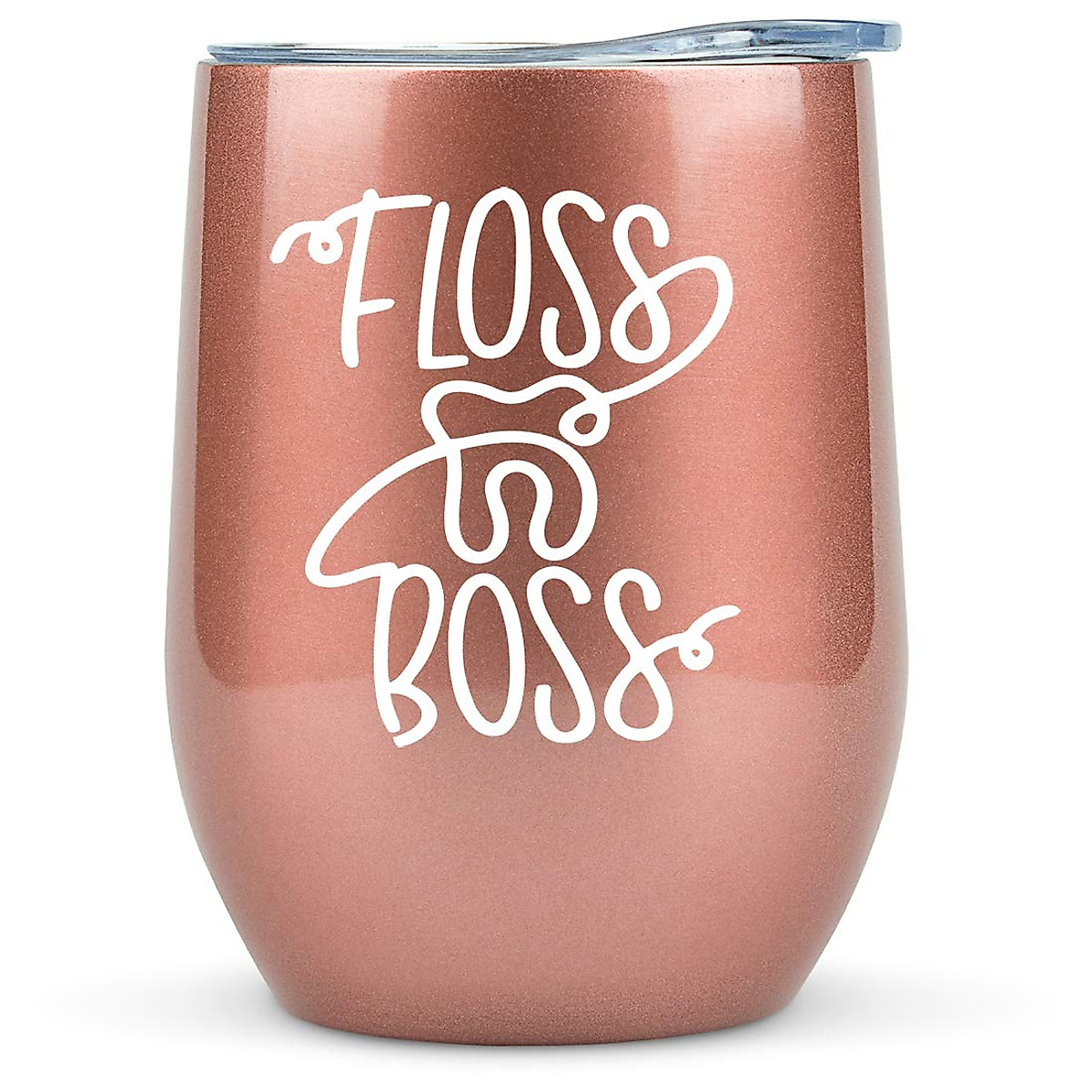 KLUBI Dental Assistant Gifts- Floss Boss 12oz Wine Tumbler or Coffee Mug - Funny Idea for Dentists, Women, Dental Hygiene, Glass, Men, Hygienist