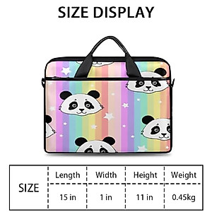 Cute Panda Rainbow Laptop Computer Bag Waterproof Shoulder Messenger Bag 13-15 inch Durable Laptop Tote Bag with Shoulder Strap Handle Lightweight Crossbody Briefcase