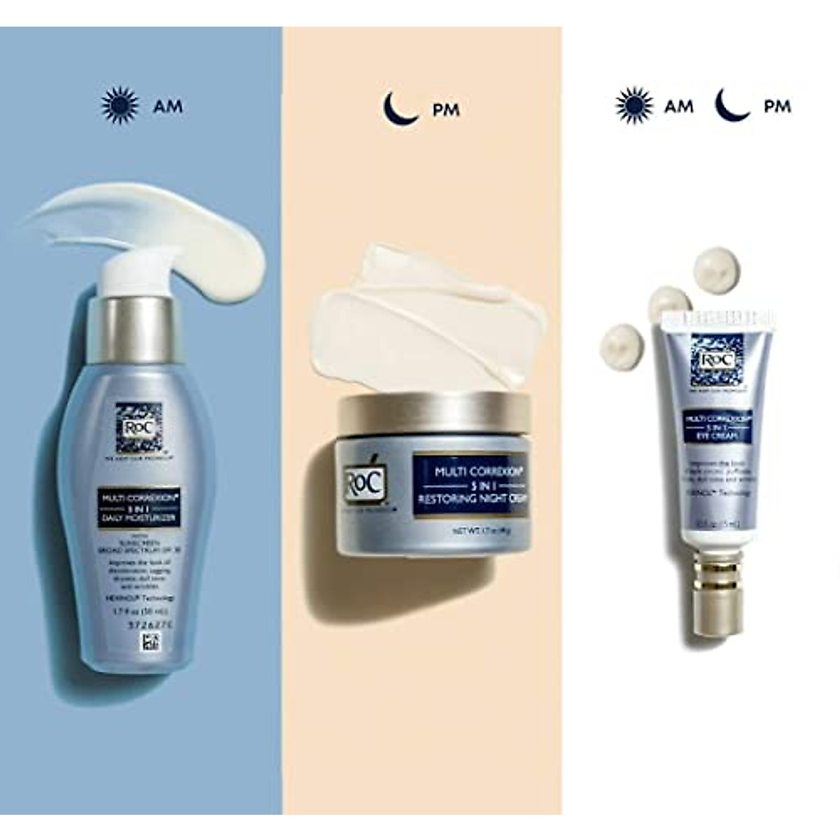 RoC Multi Correxion 5 in 1 Anti-Aging Eye Cream for Puffiness, Under Eye Bags & Dark Circles, Skin Care Treatment with Shea Butter, 0.5 Fl Oz (Packaging May Vary)