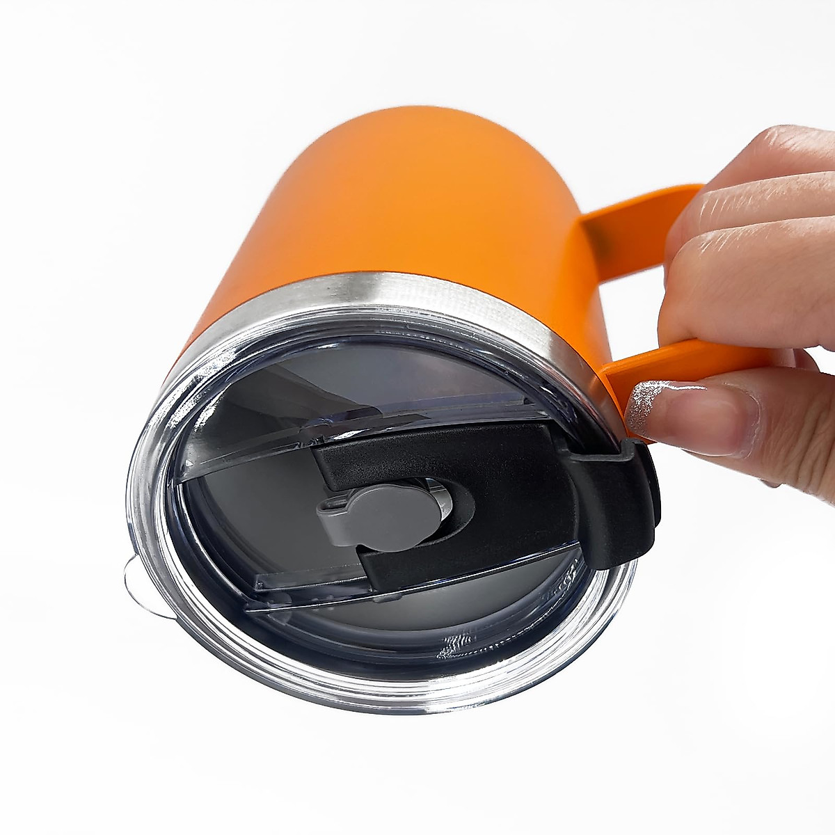 GOBATT 1pack 12oz Coffee Mug With Handle Bulk, Stainless Steel Insulated Travel Tumblers With,Double Wall Vacuum Camping Cup for Hot & Cold Drinks Tea (orange)