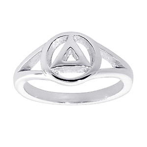 10mm Wide Alcoholics Anonymous AA Sobriety Ring in Sterling Silver - size 5.5
