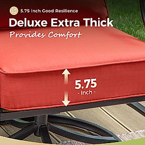 MIXPATIO Swivel Patio Chairs Set of 2, High Back Outdoor Swivel Patio Metal Chairs with 5.75" Thick Cushions for Bistro Balcony Porch Deck and Yard, Red