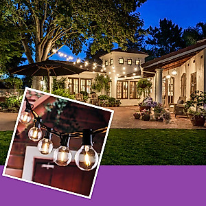 JFQSUNSINE Solar String Lights Outdoor, 25Ft 15 LED Bulbs Waterproof G40 Patio Lights, Solar Powered String Lights with USB Charging, 4 Modes for Party Patio Garden Wedding Xmas Decoration