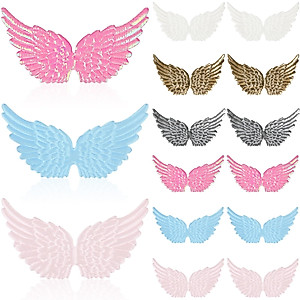 Kisangel Angel Wing Ornament 12pcs Mini Wings for Crafts Glitter Angel Wings Ornament Stamping Fabric Embossed Wings Patches for DIY Costume Backpack Crafts(Mix Color) Party Patch