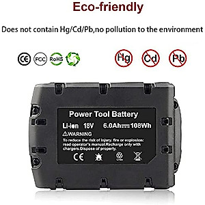 HERISKEER 2-Pack HIGH Output 6.0 Ah 18V Battery for Milwaukee M18 Battery 48-11-1820 48-11-1850 48-11-1860 48-11-1828 48-11-10 Power Batteries