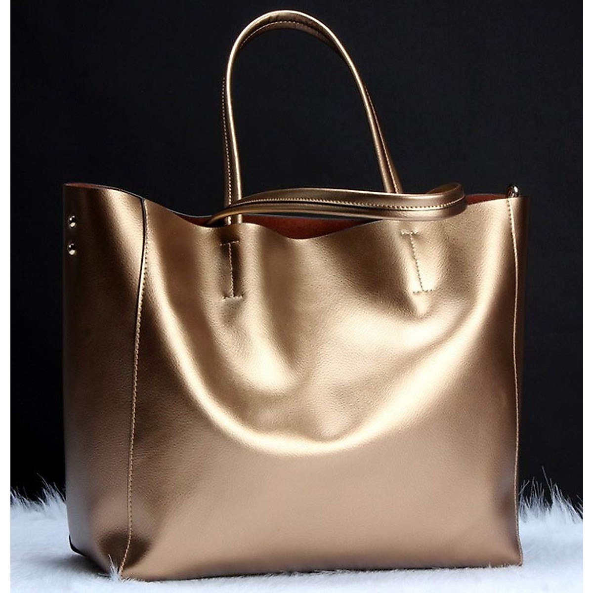 Women Bag Two-layer Cowhide Leather Shoulder Bags Fashion Solid Soft Casual Tote Purses and Handbags High Capacity