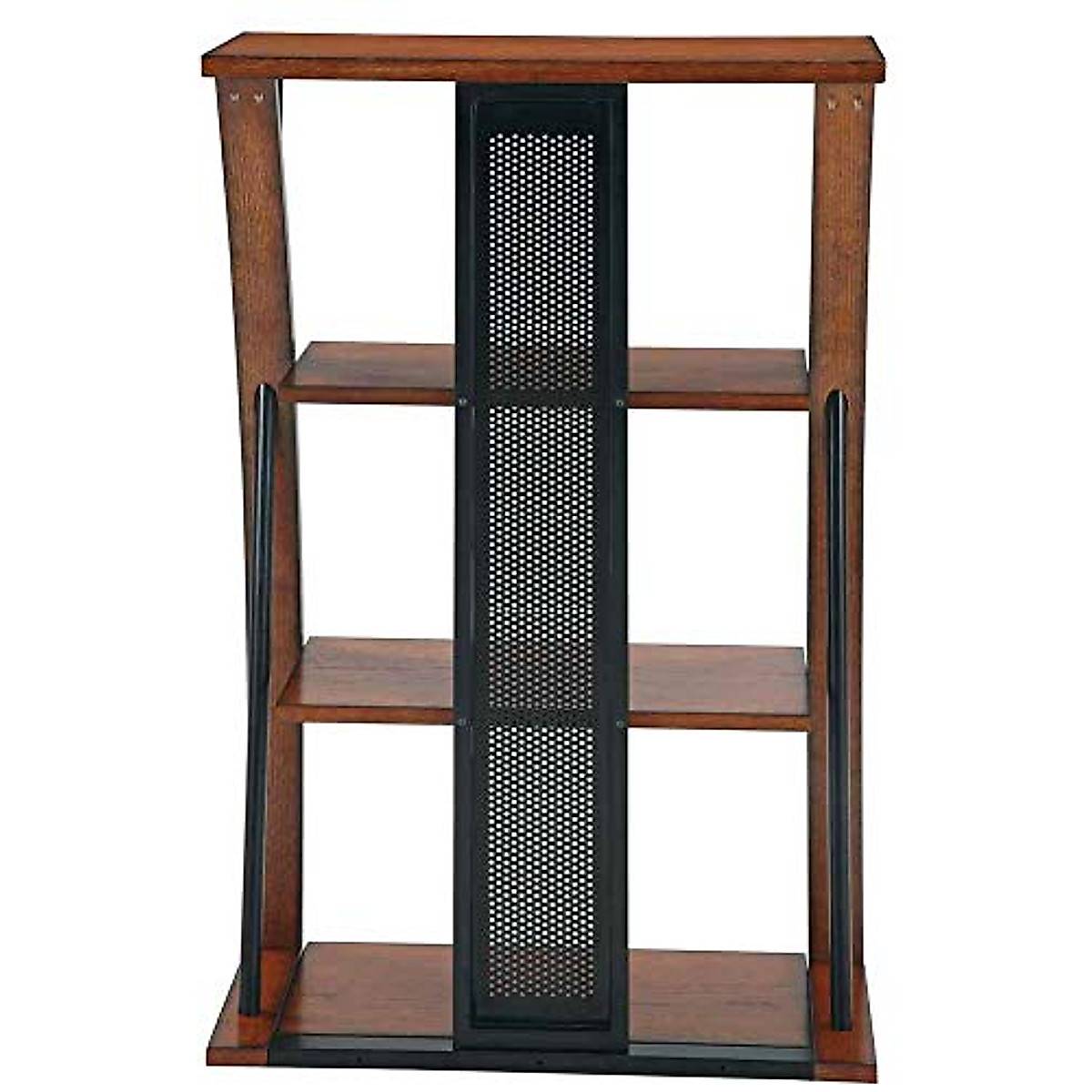 OSP Home Furnishings Aurora 3 Shelf Bookcase, Medium Oak Finish and Black Accents