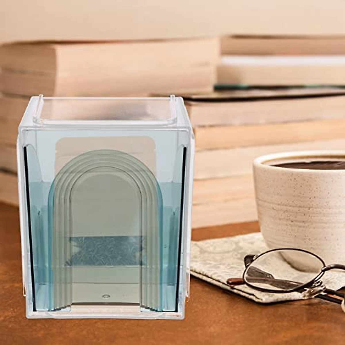 Plastic Tea Bag Organizer Clear Tea Bag Holder for Kitchen Pantry Cabinets Countertops Sugar Packet Coffee Condiment Spices Pouches Blue