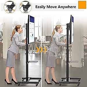 5Rcom Upgraded Rolling TV Stand, Sturdy TV Stand Mount with Locking Wheels for 32-75" Flat/Curved Panel Screens TVs, Height & Tilt Adjustable TV Floor Stand, Holds up to 100lbs