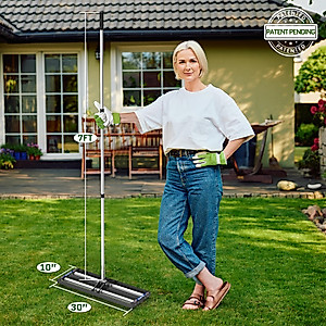 Updated Lawn Leveling Rake with Aluminum Rollers, Stainless Steel 30"x10" Levelawn Tool , Heavy-Duty Lawn Leveler with 80" Extended Handle, Yard Leveling Rake Suit for Garden, Golf Lawn, Farm