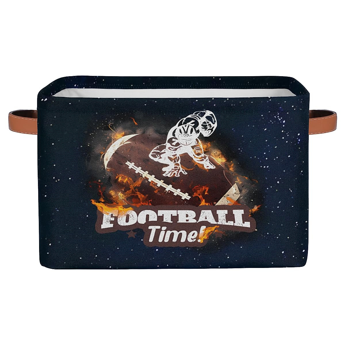 Storage Basket American Football Storage Bin Large Fabric Toys Storage Box with Handles Collapsible Closet Shelf Cloth Organizer Basket for Nursery Bedroom, 2 Packs