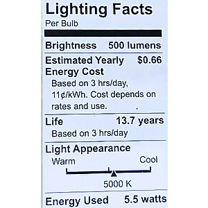 GE (6 Bulbs) Refresh LED Energetic Daylight LED CAC Lightbulb, Candelabra Base, 60 watt Equivalent, Dimmable, Clear Finish, HD Light, LED Decorative, Bent tip Chandelier Light Bulb, 500 lumens