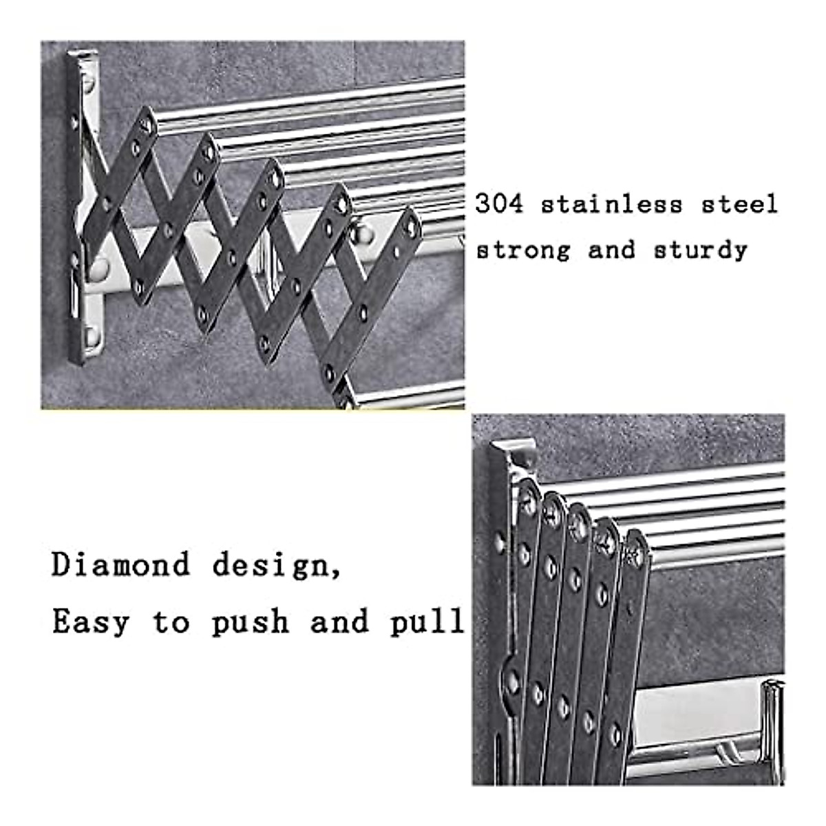 XMCX Extendable Folding Drying Rack Wall Mounted Laundry Dryer Clothes Airer Bath Towel Rack Huge Capacity Bathroom Bar Space Saver Away Racks Easy Storage (Size : 90cm/35.4in)