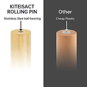 KITEISCAT Wooden Rolling Pin for Baking - Non-Stick Dough Roller with Handles- 17 Inches Long Baking Rolling Pin for Pizza, Fondant, Crust, Cookie & More- Classic Pastry Rolling Pin