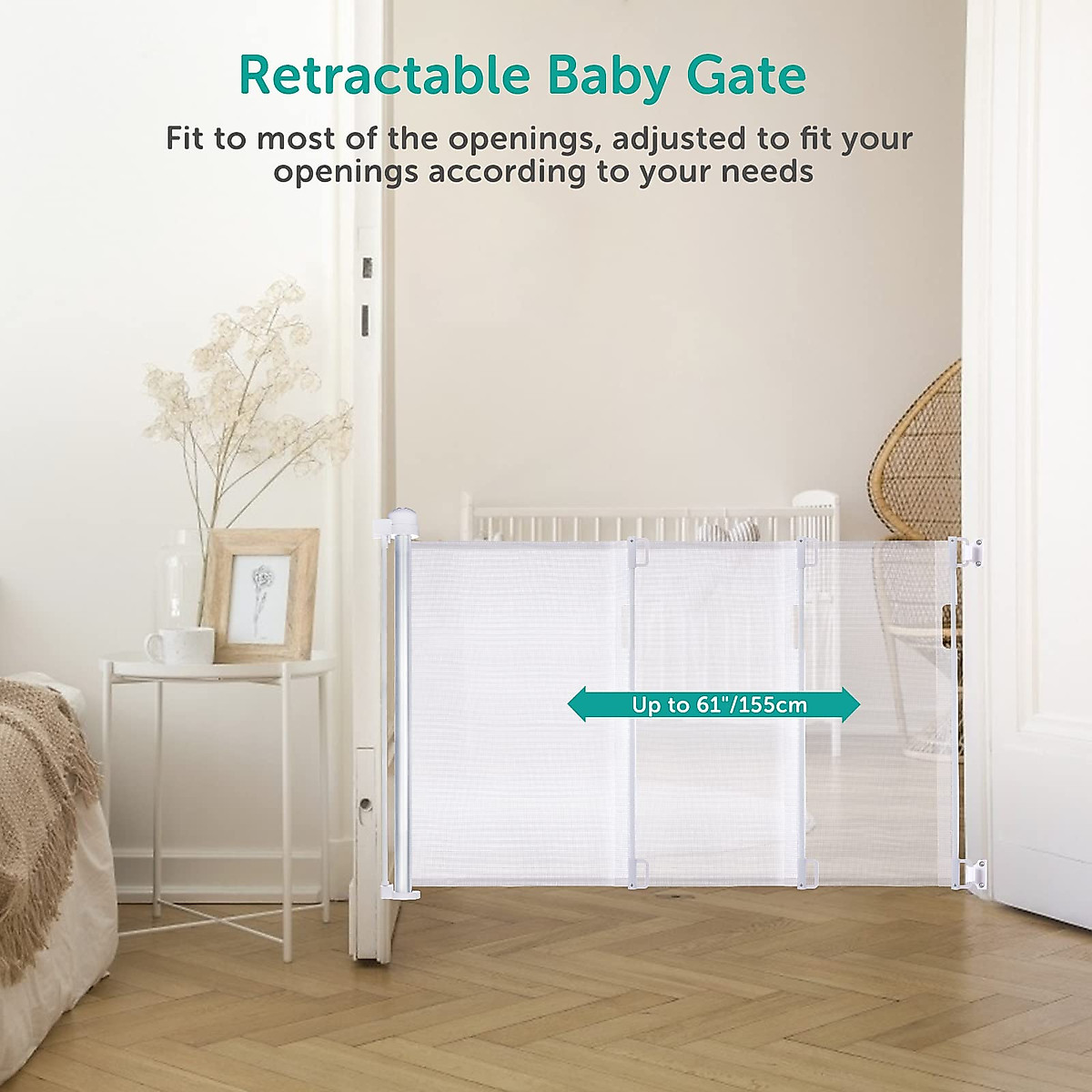 alobeby Baby Gate, Retractable Baby Gate, Pet Gate, Baby Dog Gates for Doorways Gates for Kids or Pets, Extends to 60'' Wide, Extra KMS-WL01 baby gate 2448